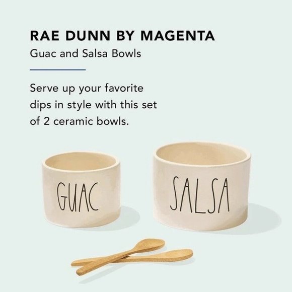 Rae Dunn | Kitchen | Rae Dunn Ceramic Guac And Salsa Bowl Set With ...